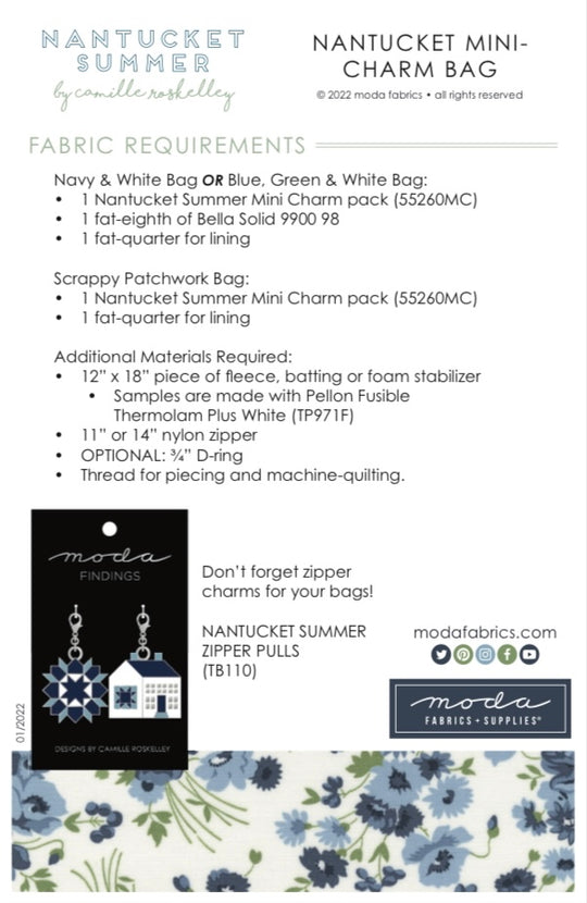 Nantucket Summer Mini Charm Bag Paper Pattern – Sweet Daisy Quilt Shoppe